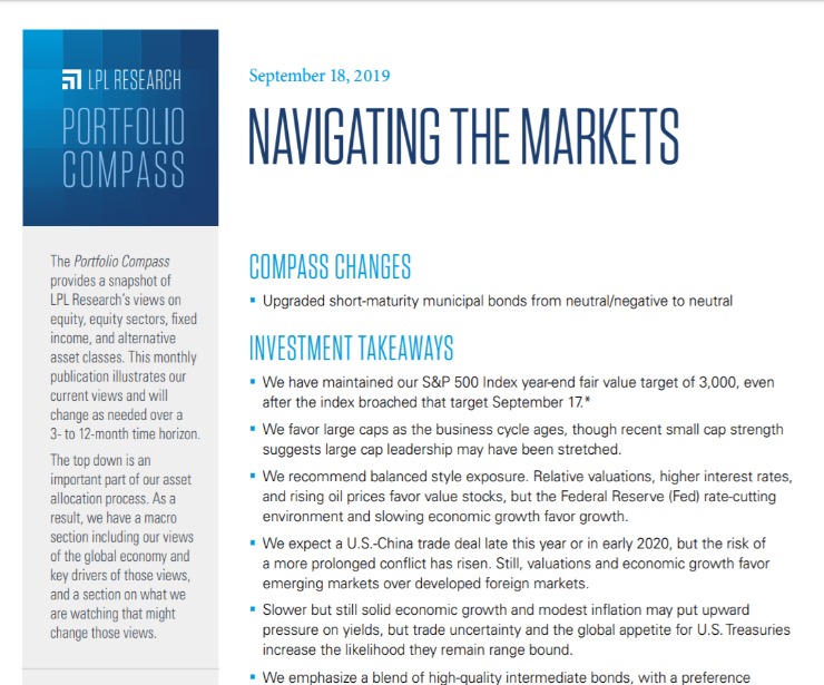 Portfolio Compass | September 19, 2019 - SW Advisers