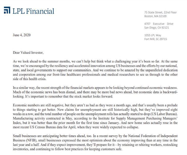 Client Letter | Looking Forward | June 4, 2020 - SW Advisers